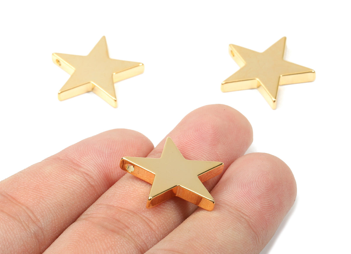 Brass Star Charms - Brass Star Stamping Blank - 18K Real Gold Plated B ...