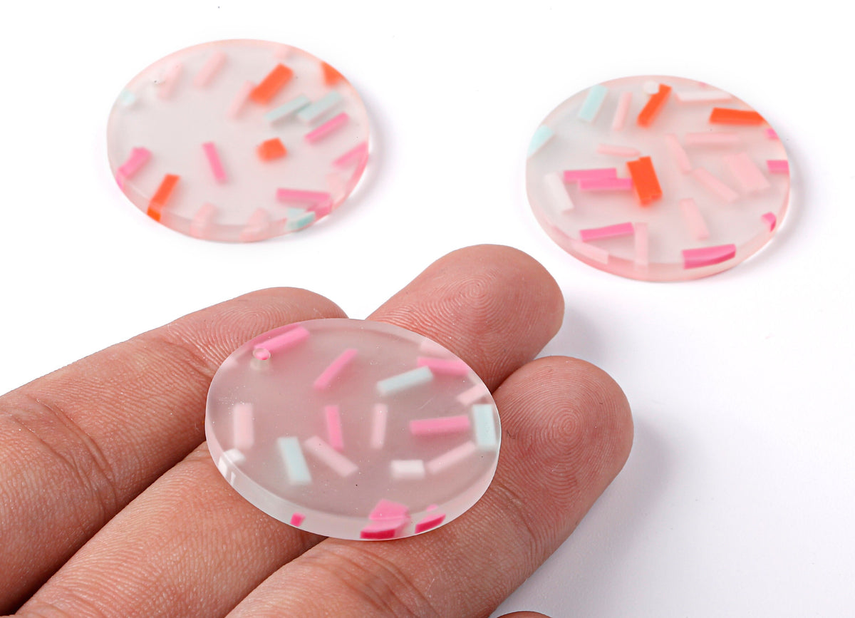 Acrylic Round Charms - Matte Acrylic Coin Earrings and Pendant - Jewel ...