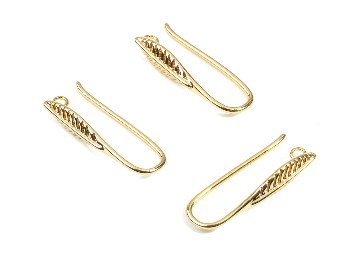 Brass Wheat Earring Wires - Brass Wheat Earring Hooks - 18K Real Gold ...