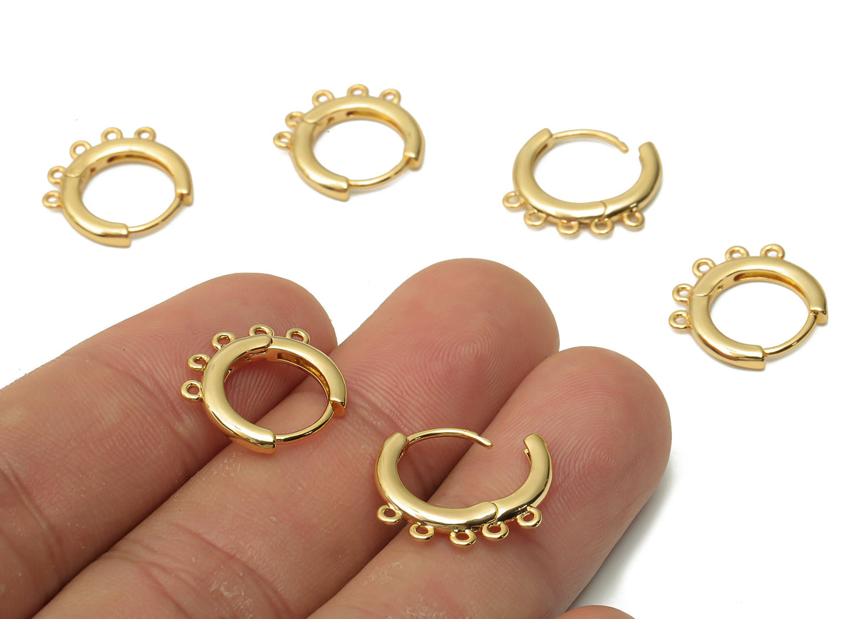 Brass Round Huggie Hoop Earrings With 5 Loops - Multi Hole Earrings Cl ...