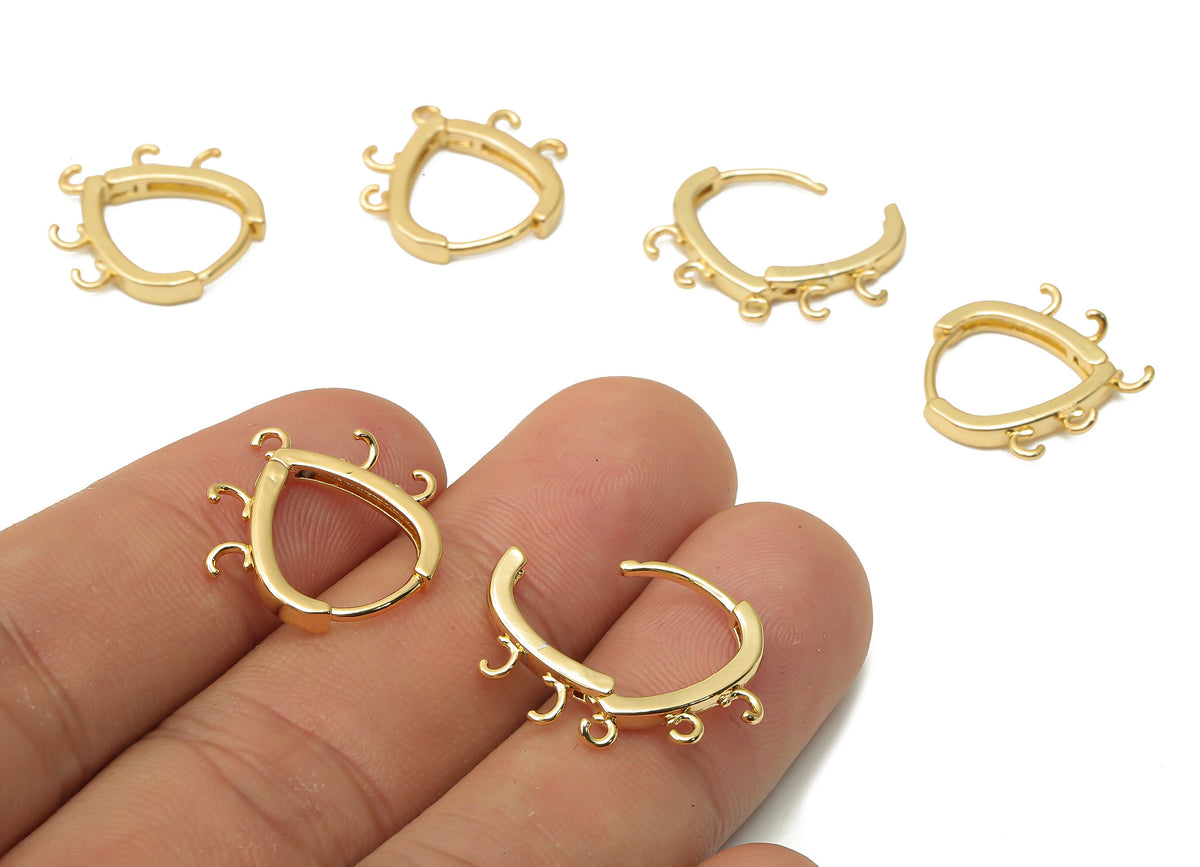 Brass Eyedrop Hoop Earrings Clasps - Brass Huggie Hoop With 5 Loops ...