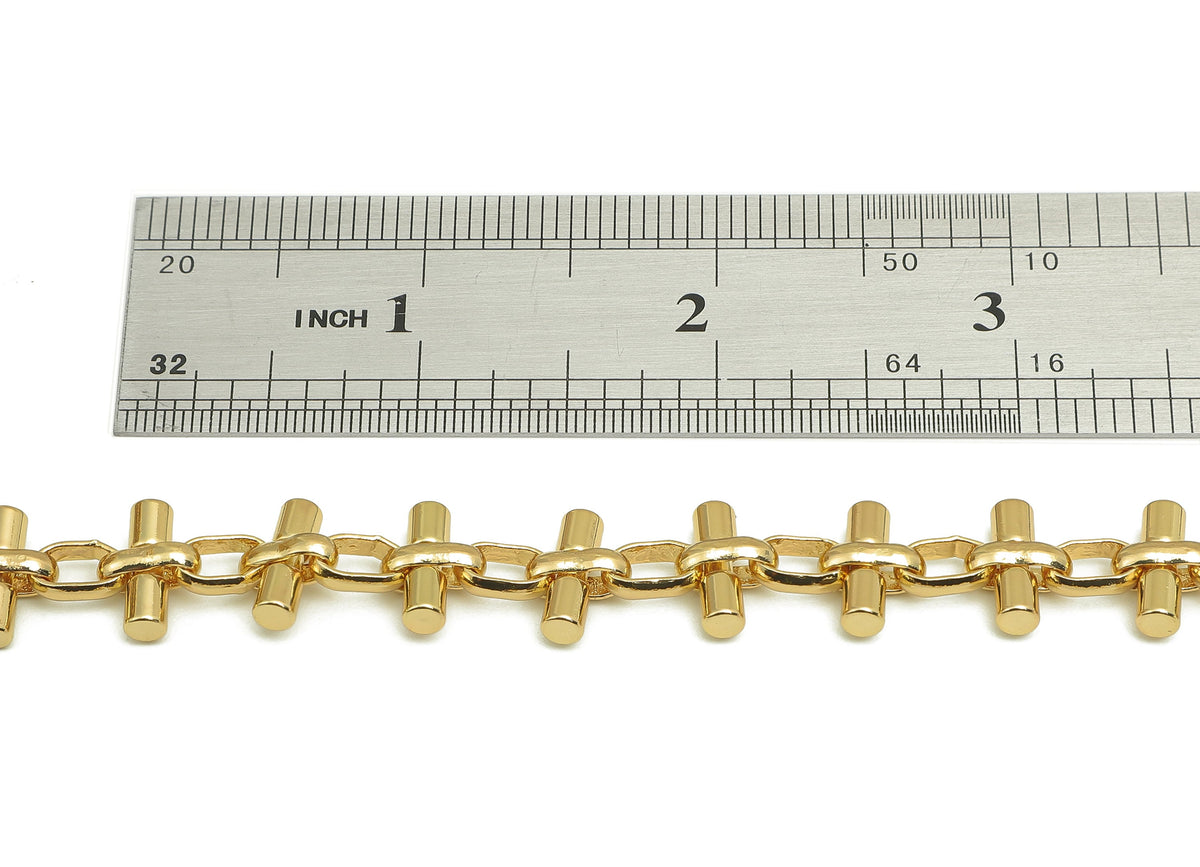 Brass Thick Oval Cylinder Chain - Lattice Chains For Bracelet - Bar Be ...