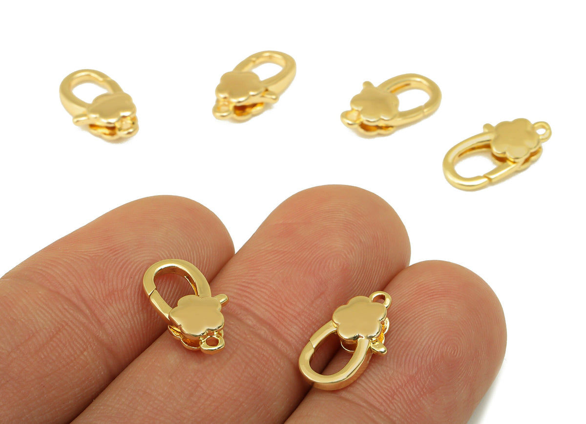 Brass Lobster Clasp - Brass Rose Dot Clasp -Gold Flower Clasp - For Ne ...