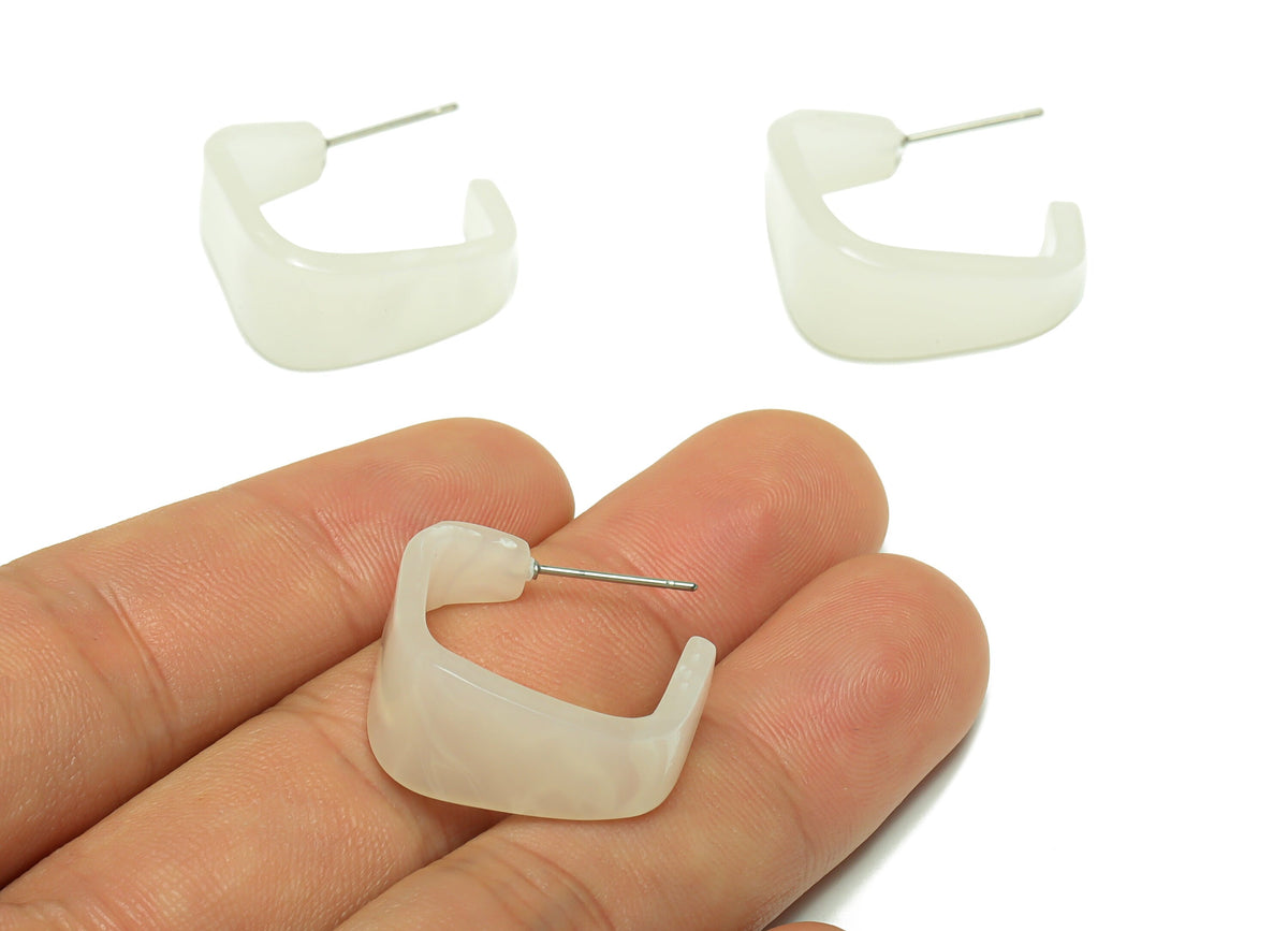 Acrylic Hoop Earrings Stud -Acrylic Wide Round Earring - Open Hoop Squ ...