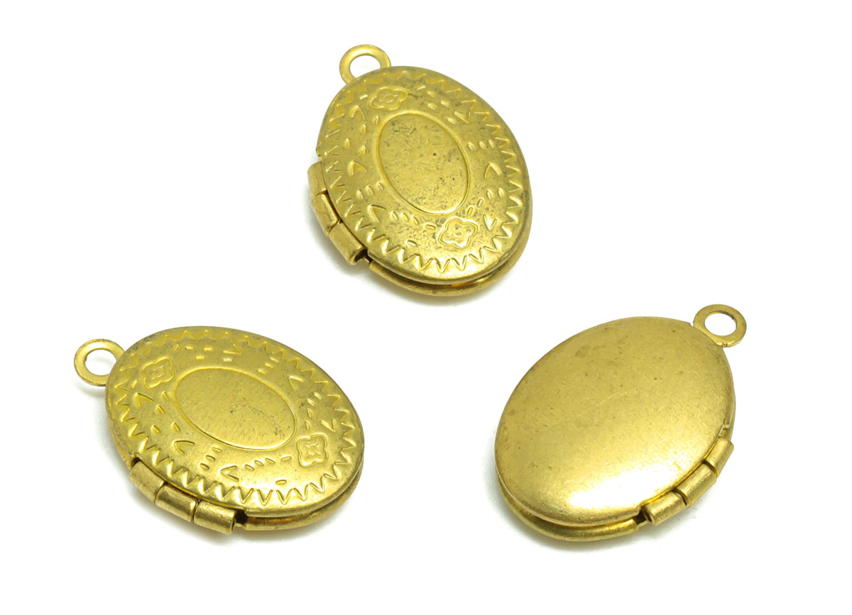 Brass Oval Locket Charm - Raw Brass Oval Locket Charms - Vintage Antiq ...
